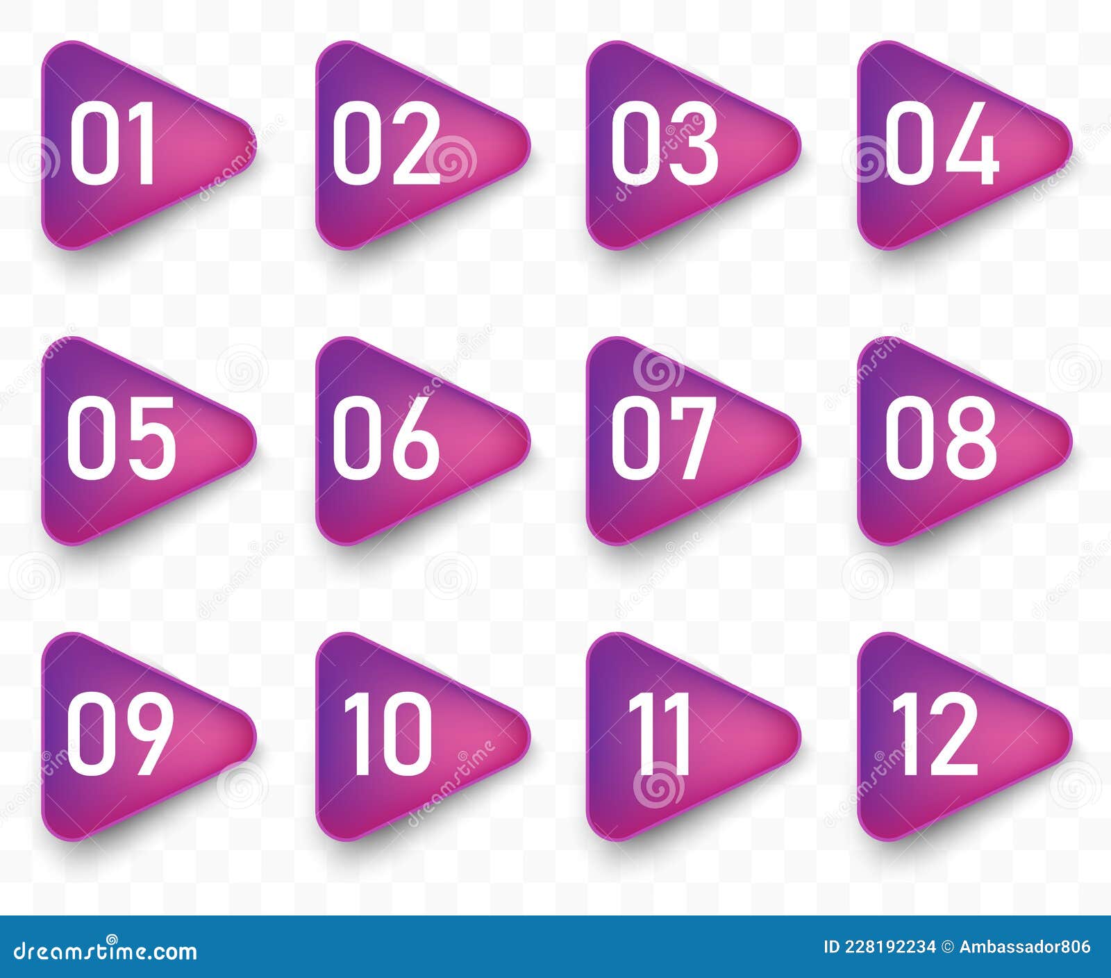 Arrow Bullet Point Triangle Flags with Colorful Gradient. Vector Stock ...