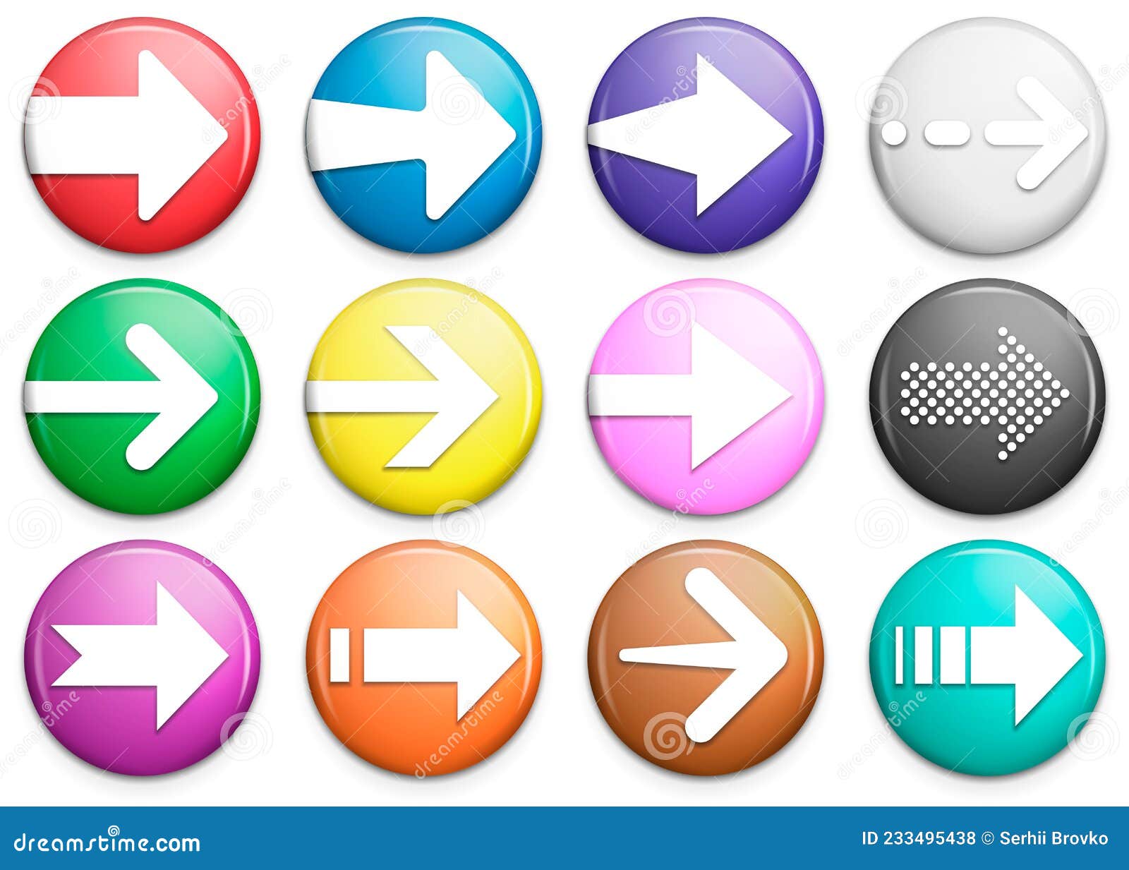 Arrow Button Icon Set. Arrow Icons on Circle Button Stock Vector ...