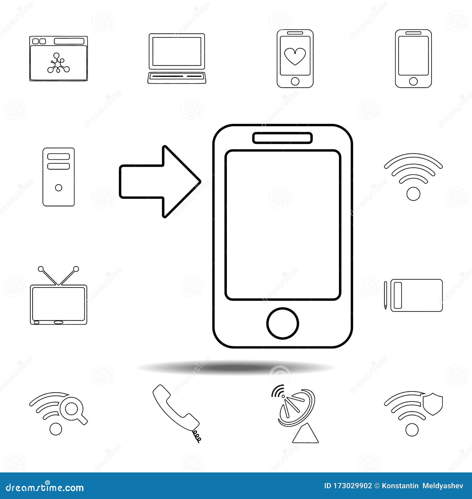 Arrow Button Phone Icon. Simple Thin Line, Outline Vector Element of ...