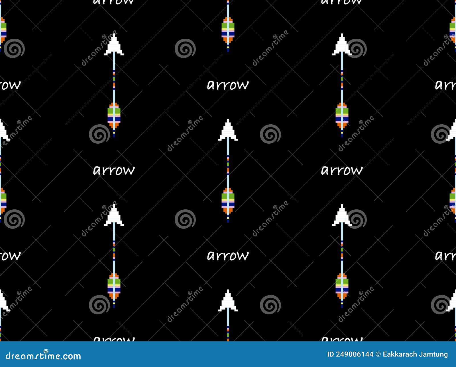 Arrow Seamless Pattern on Black Background. Pixel Style Stock Vector ...