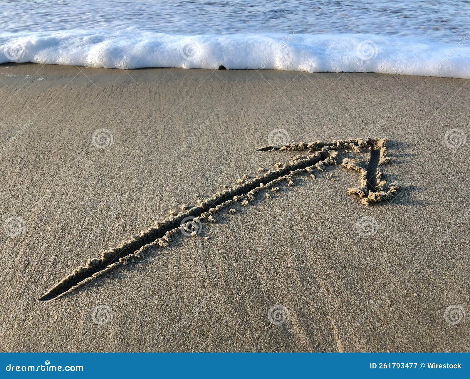 Arrow Carved on the Sand at the Beach Stock Image - Image of holiday ...