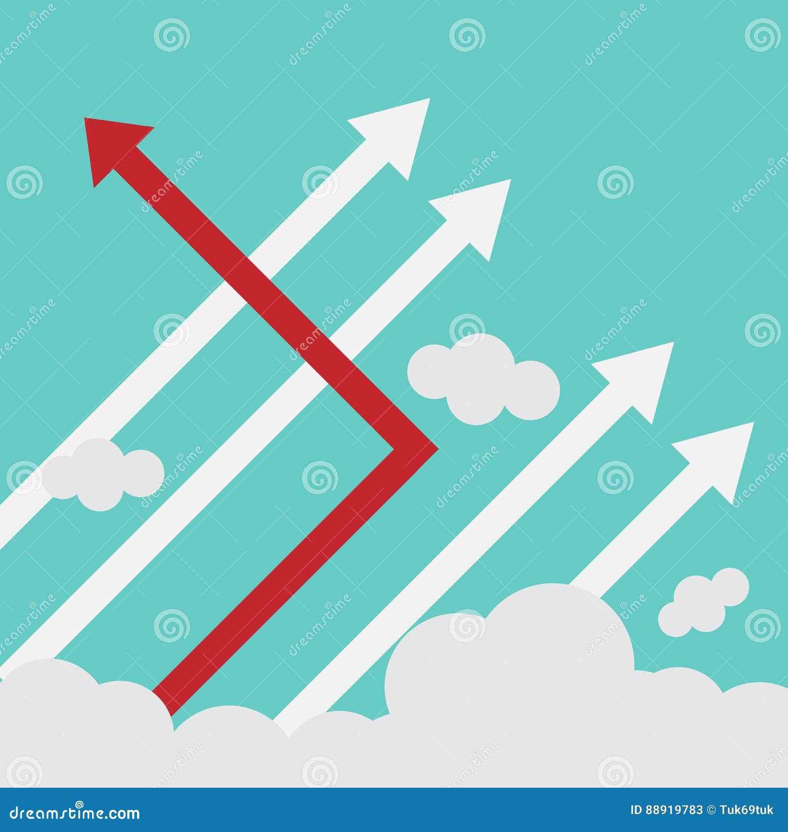 Arrow Changing Direction and White Ones. New Idea, Change, Trend ...