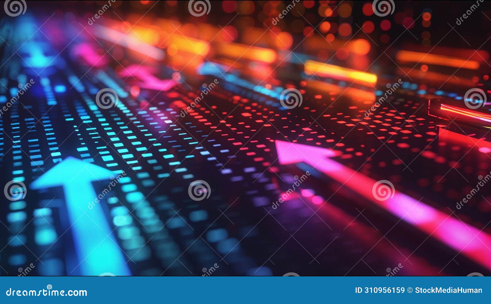 Arrow Chart Cyber Information Nodes Electronic Info Arrows Stock ...