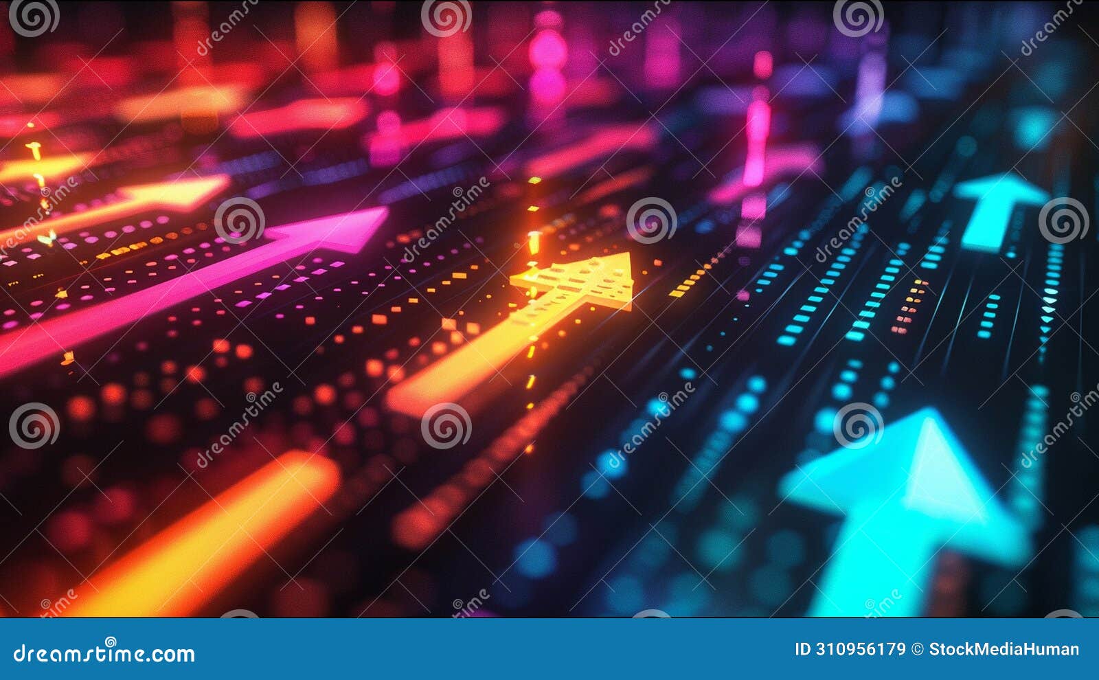 Arrow Chart Cyber Information Nodes Electronic Info Arrows Stock ...