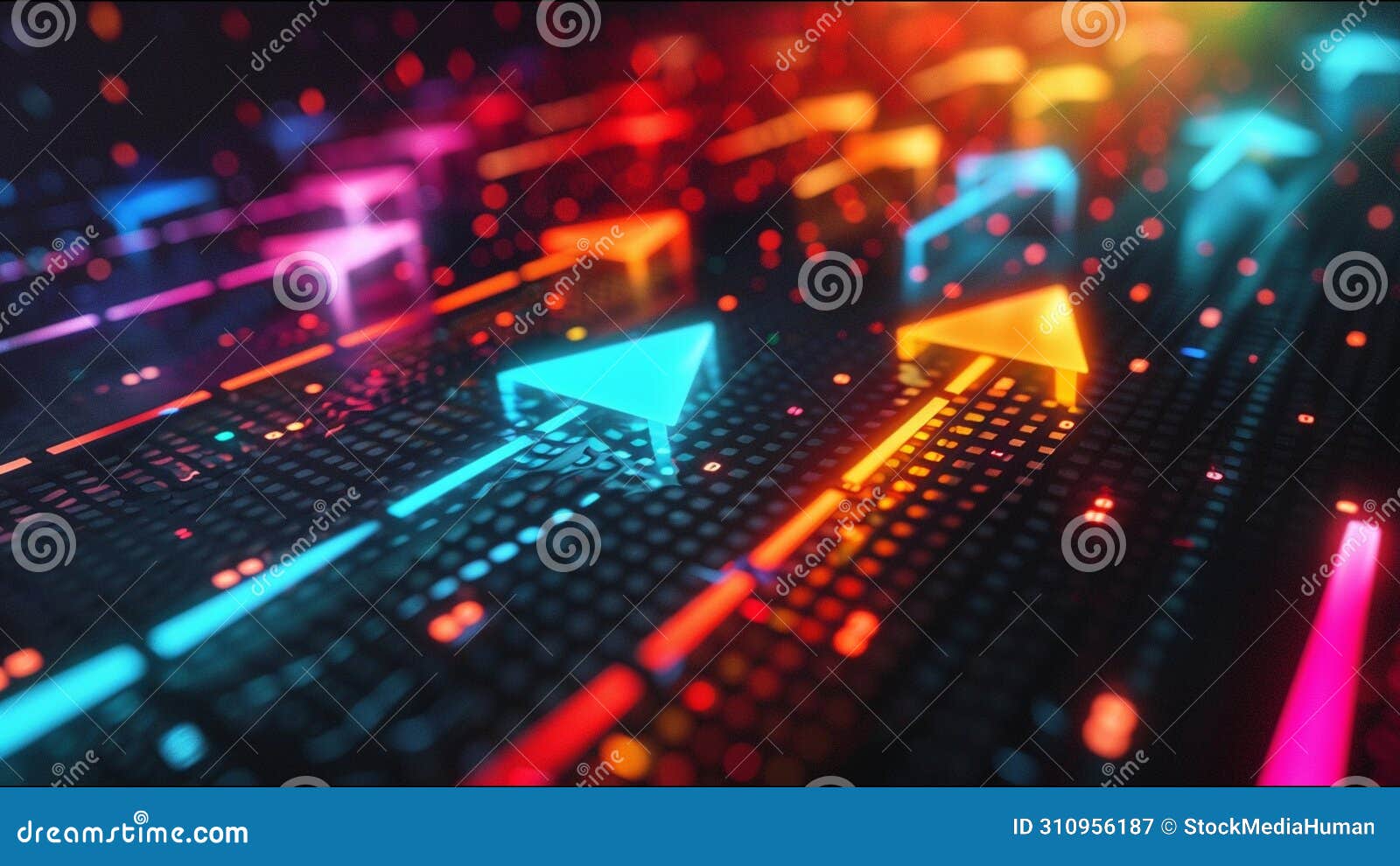 Arrow Chart Cyber Information Nodes Electronic Info Arrows Stock ...
