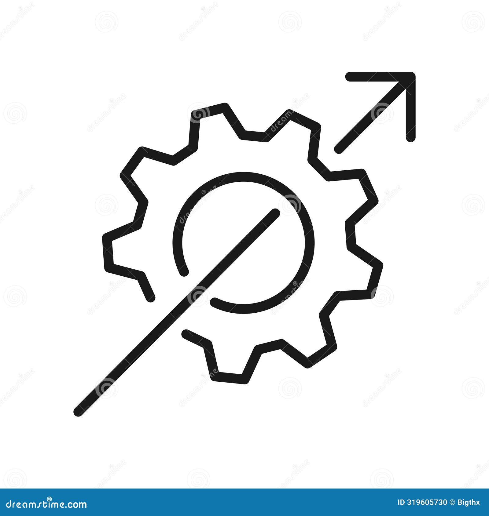 Arrow chart with gear icon stock vector. Illustration of strategy ...
