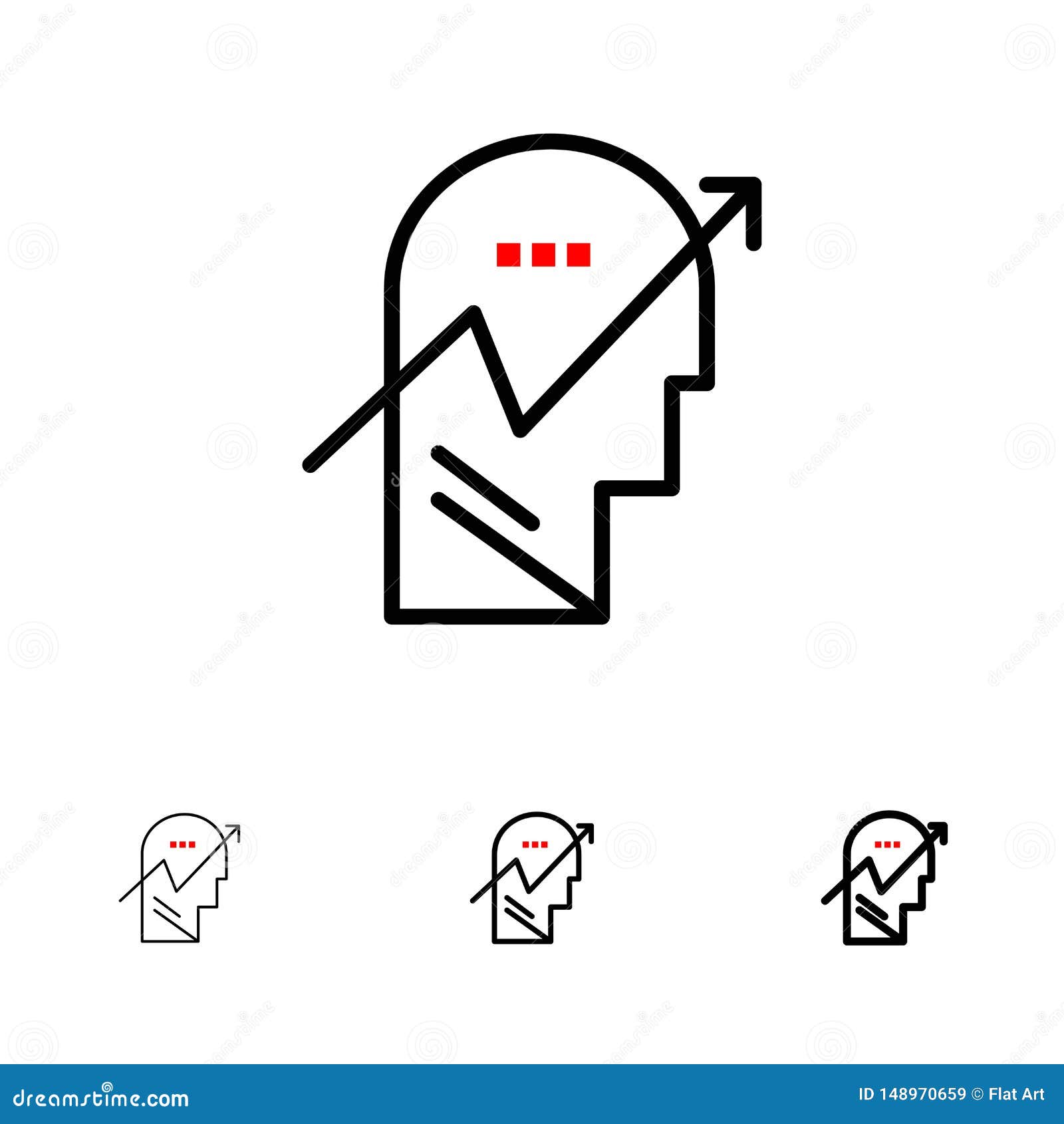 Arrow, Chart, Human, Knowledge, Mind, Bold and Thin Black Line Icon Set ...