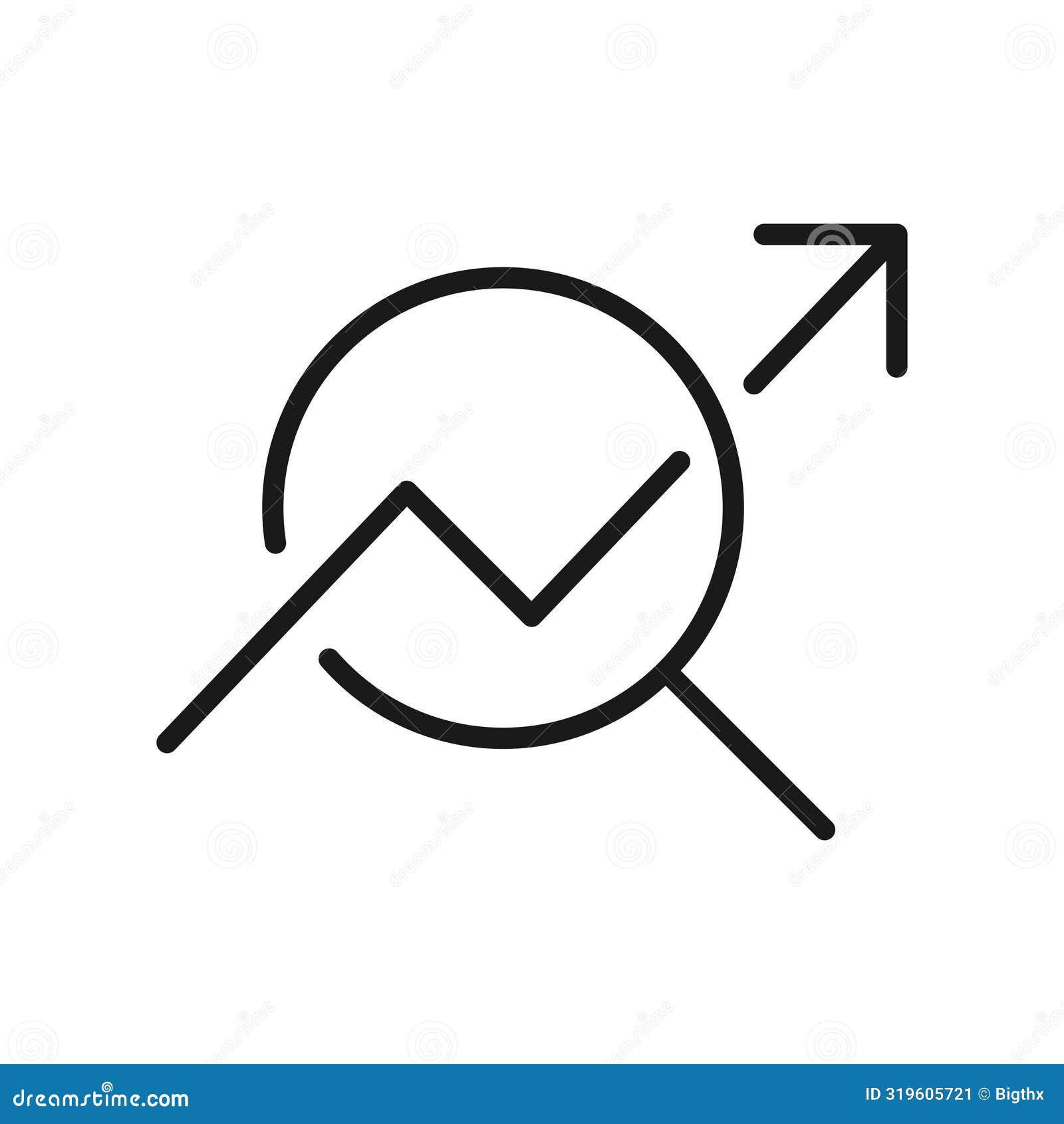 Arrow Chart with Magnifier Glass Icon Stock Vector - Illustration of ...