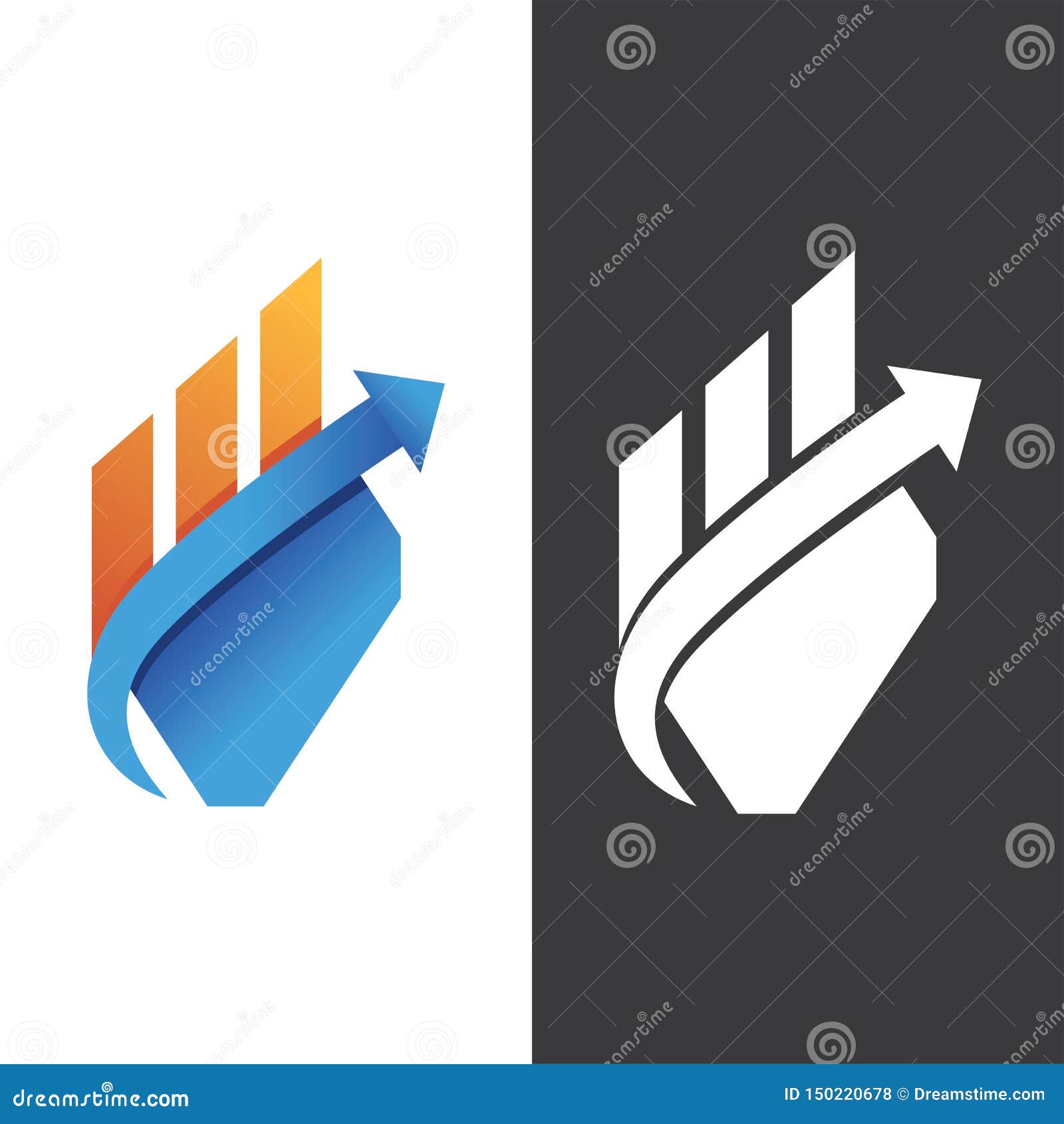 Arrow Chart Shape Gradient Flat White Logo Vector Stock Vector ...