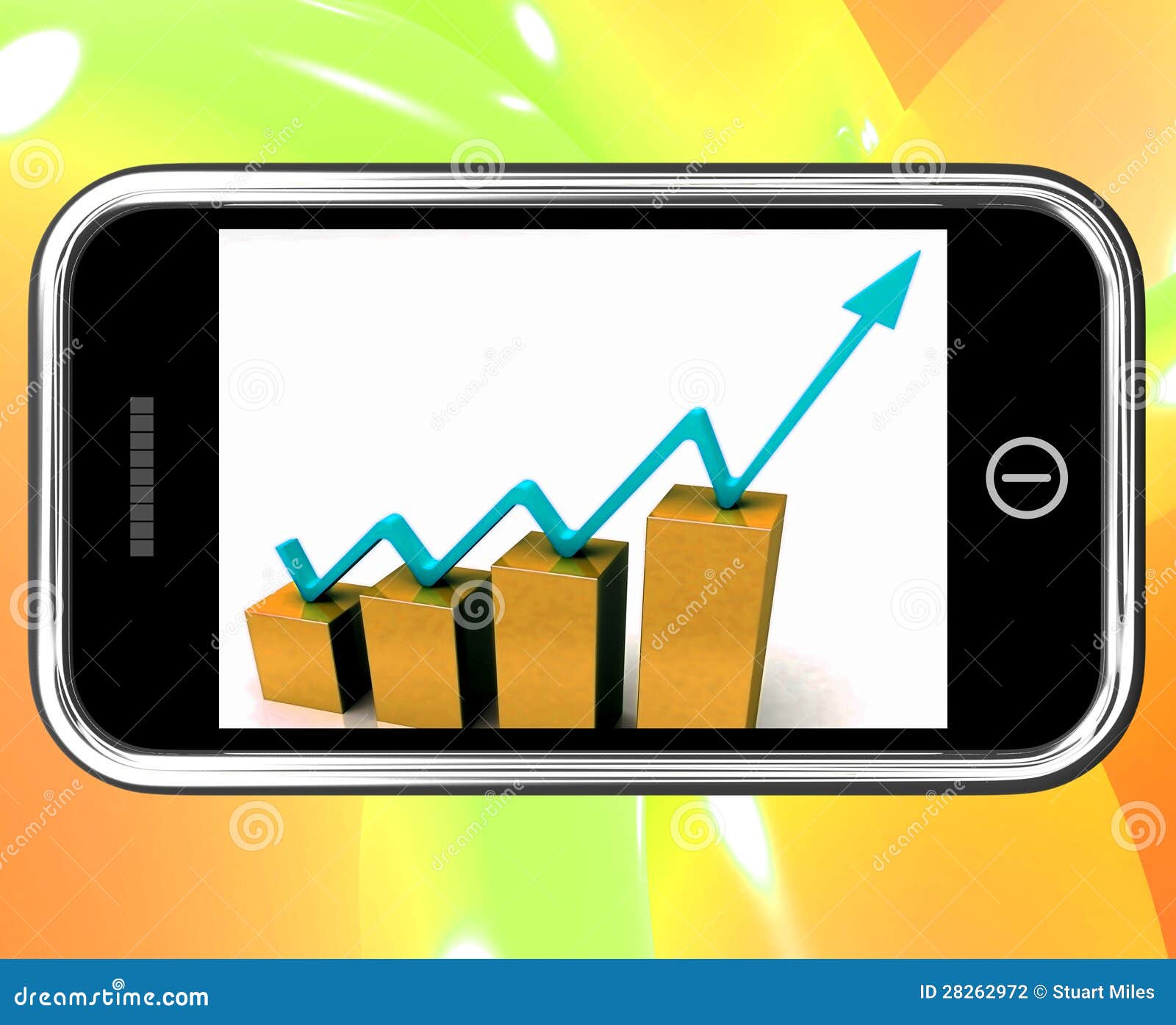 Arrow on Chart on Smartphone Shows Increase Stock Illustration ...