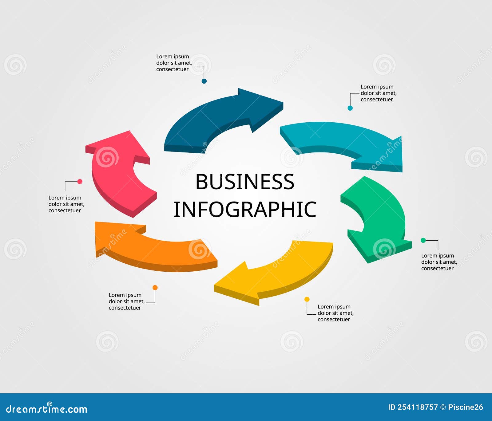 Arrow Chart Template for Infographic for Presentation for 6 Element ...