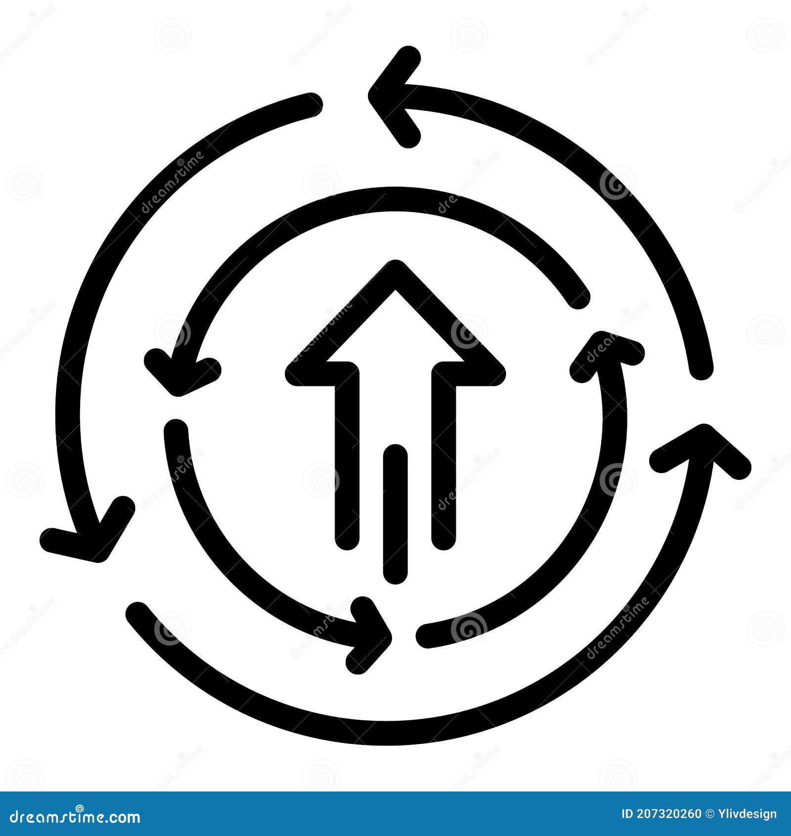 Arrow Circle Flow Icon, Outline Style Stock Illustration - Illustration ...