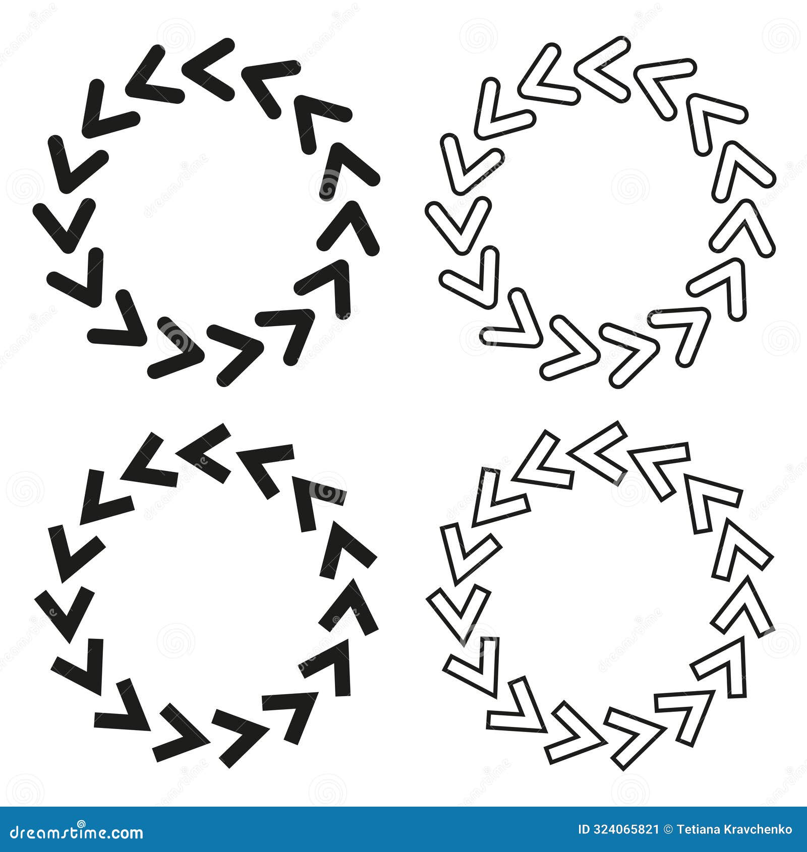 Arrow Circle Frame Set. Geometric Circular Borders with Arrow Motifs in ...