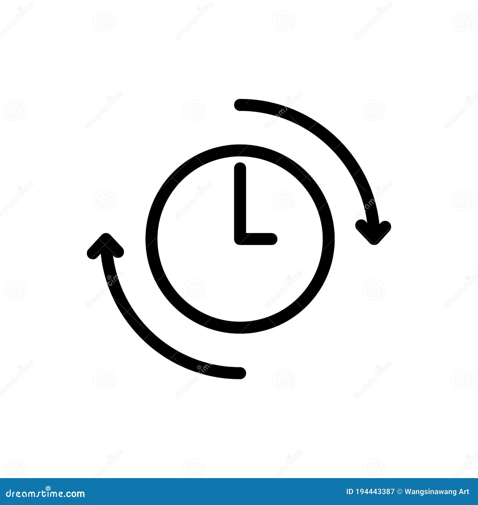 Arrow, and Clock, Time Management Symbol Line Icon, Vector Illustration ...