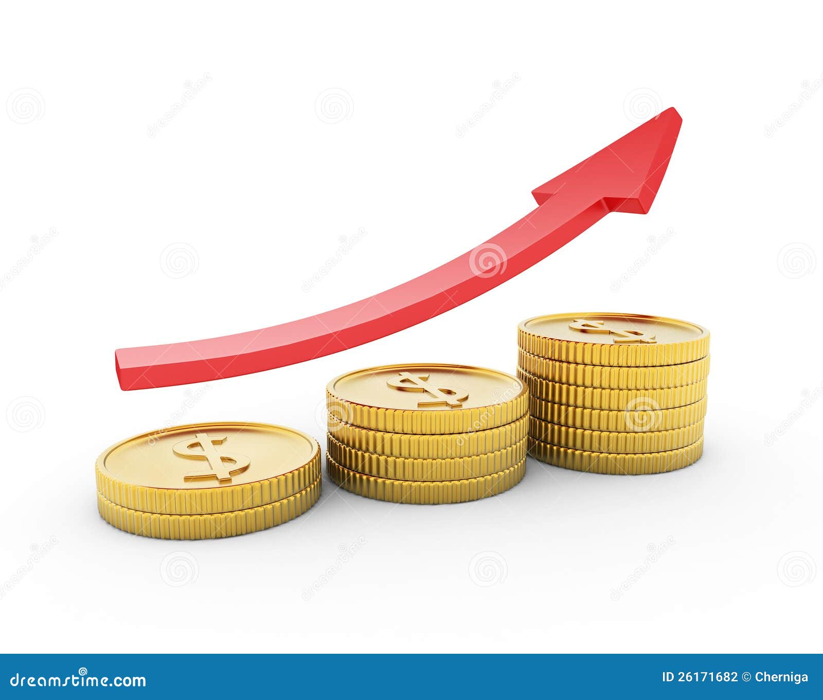Arrow and coins stock illustration. Illustration of earnings - 26171682