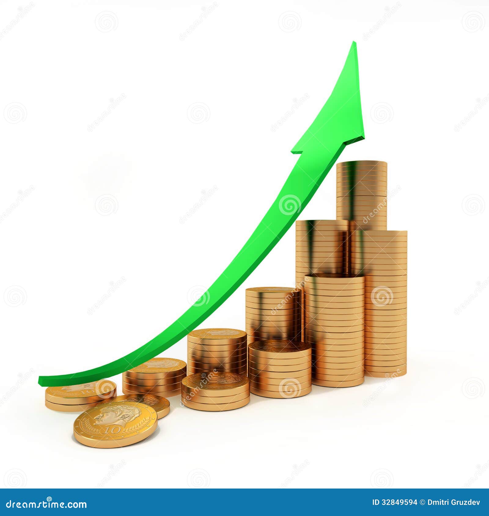 Arrow and coins stock illustration. Illustration of credit - 32849594