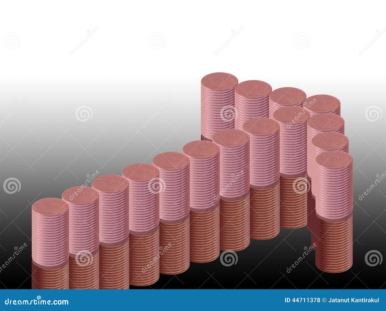 Arrow and coins chart stock illustration. Illustration of coin - 44711378
