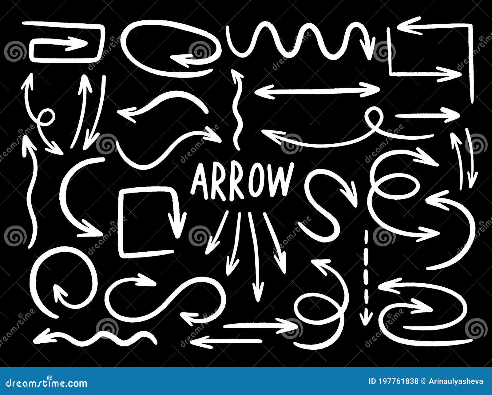 Arrow Collection Hand Drawn Style. Drawing Line Element Design Stock ...