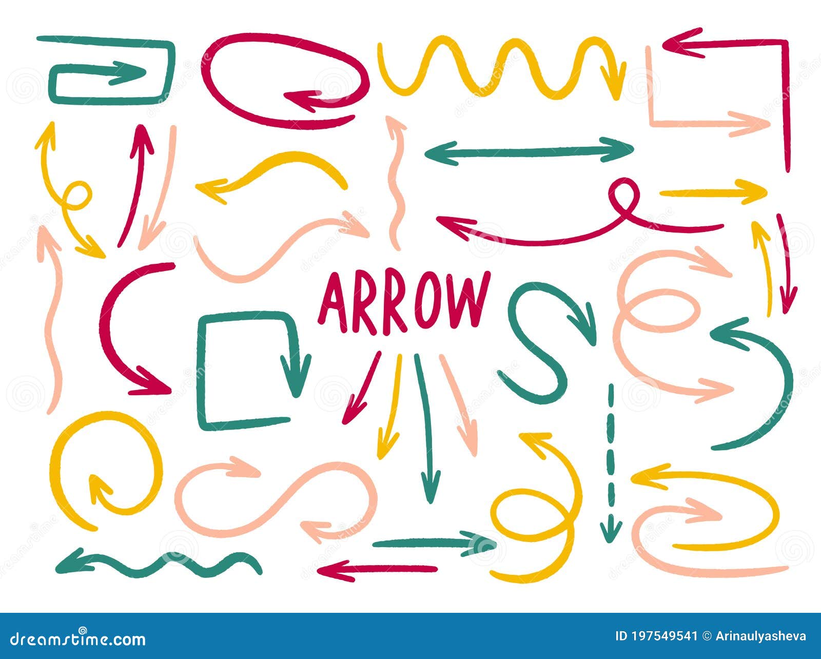 Arrow Collection Hand Drawn Style. Drawing Line Element Design Stock ...