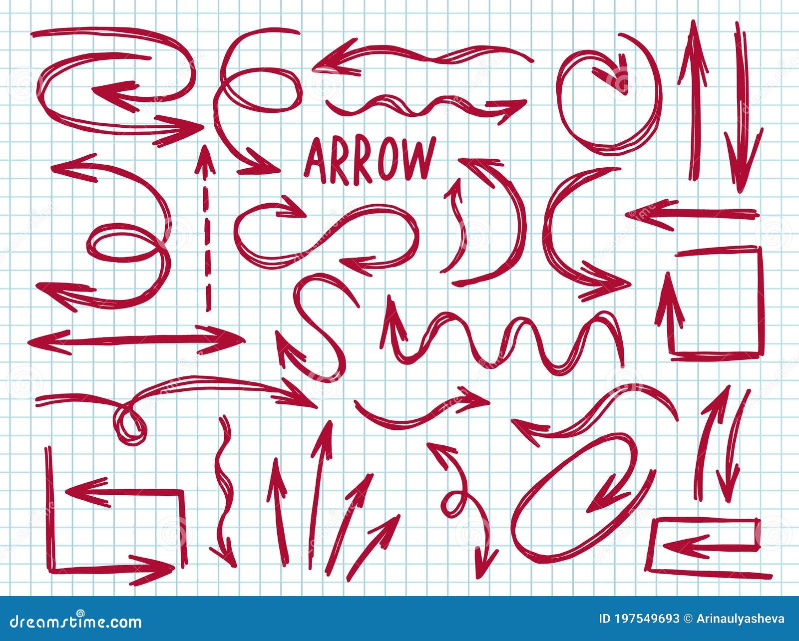 Arrow Collection Hand Drawn Style. Drawing Line Element Design Stock ...
