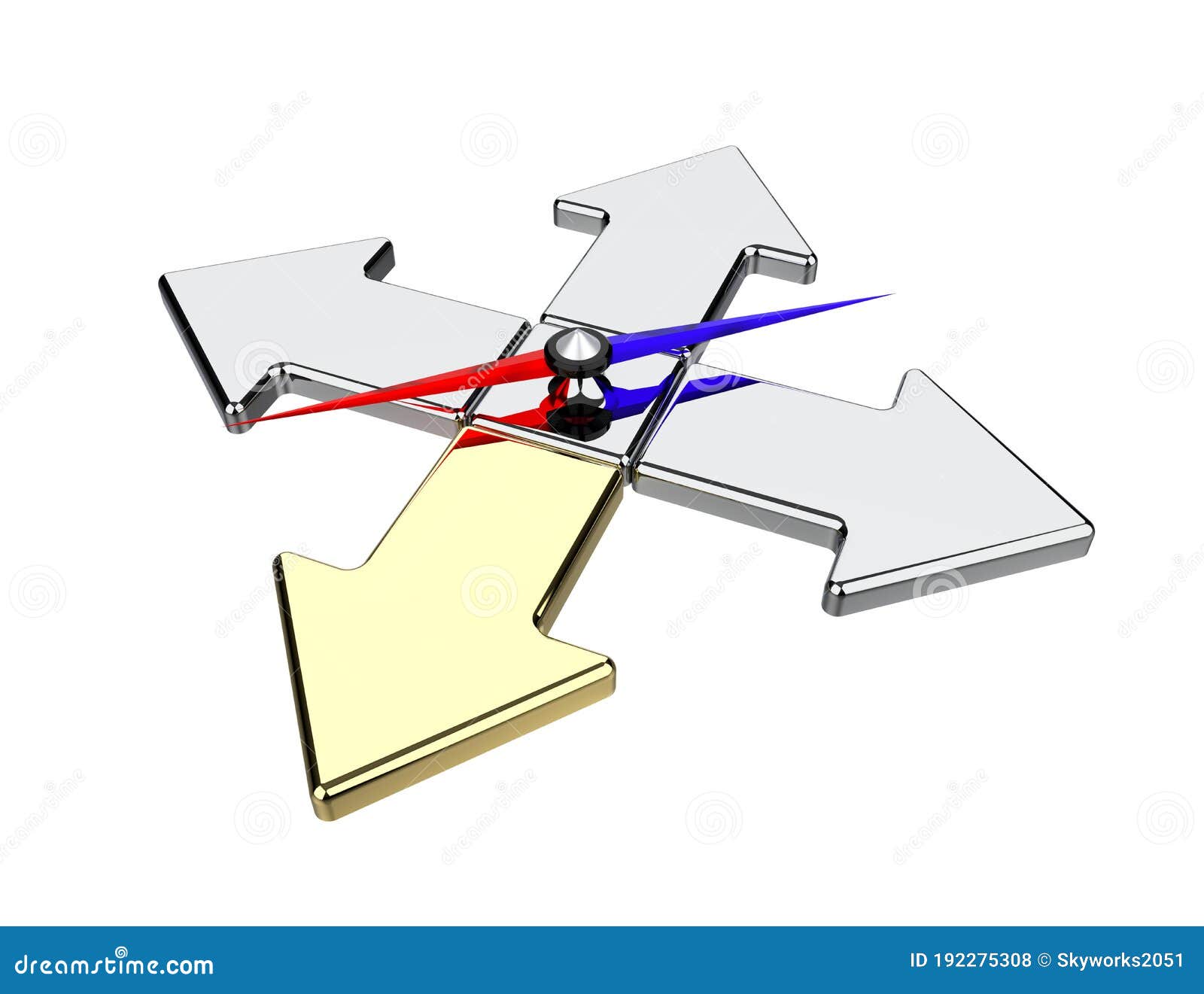 Arrow of the Compass Indicates Direction. 3D Illustration. Stock ...