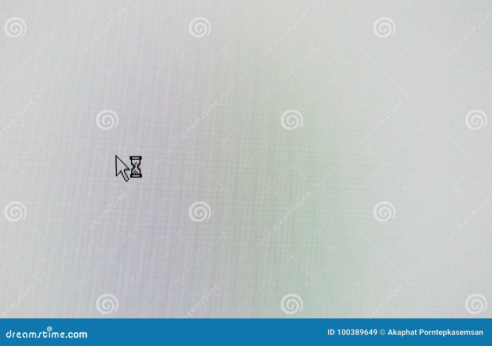 Arrow Computer Mouse Pointer and Sand Glass Symbol on White Lcd Screen ...