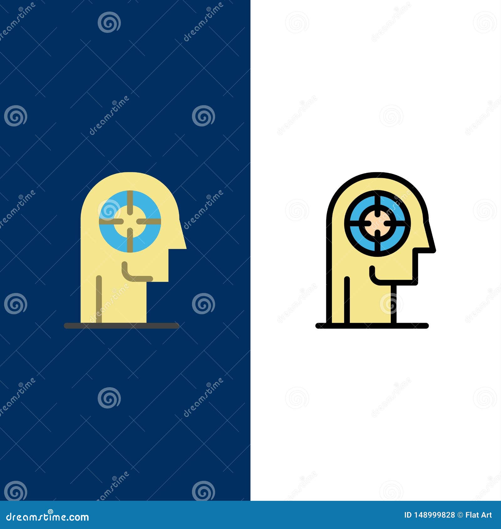 Arrow, Concentration, Focus, Head, Human Icons. Flat and Line Filled ...