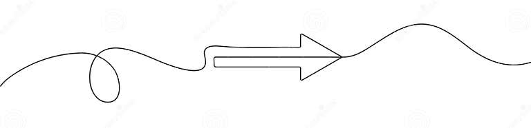 Arrow Continuous Line Drawing Icon Vector. Black Scribble Directions ...