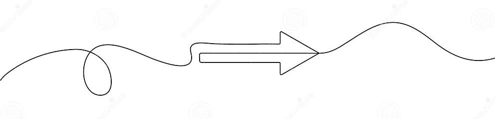 Arrow Continuous Line Drawing Icon Vector. Black Scribble Directions ...