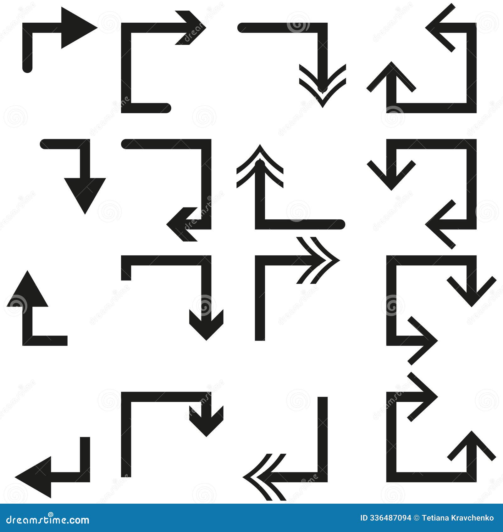 Arrow Corner Icons. Directional Arrow Set. Simple Arrow Collection ...