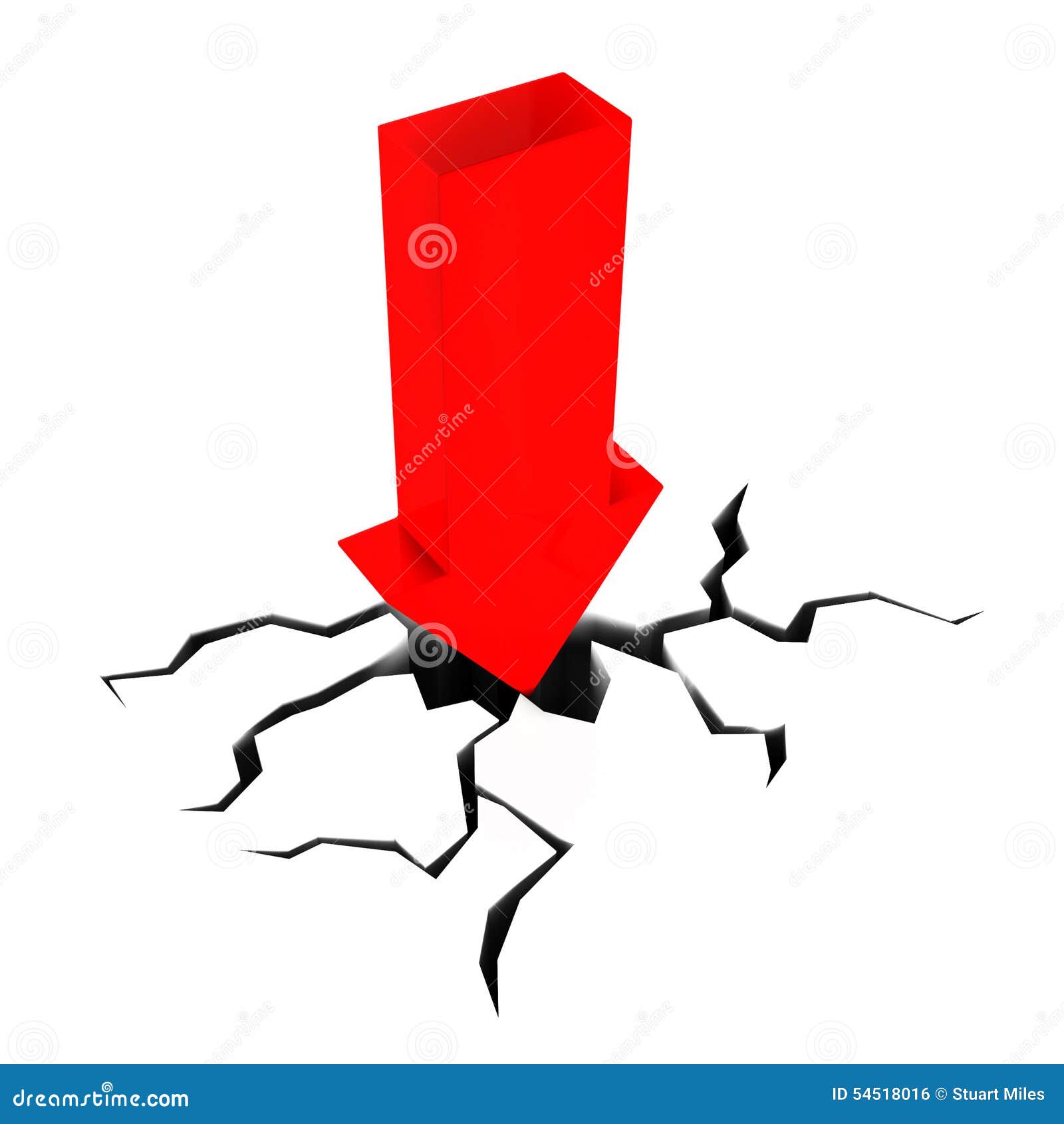 Arrow Crashing Indicates Tight Spot and Decrease Stock Illustration ...
