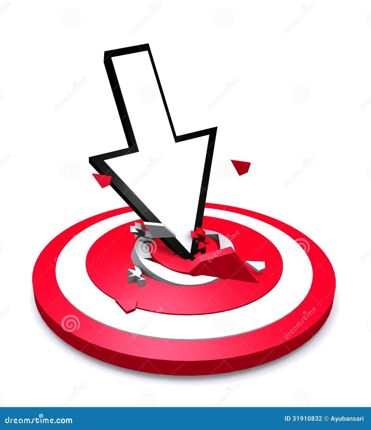 Arrow Crashing into Red Target Bulls Eye Stock Illustration ...