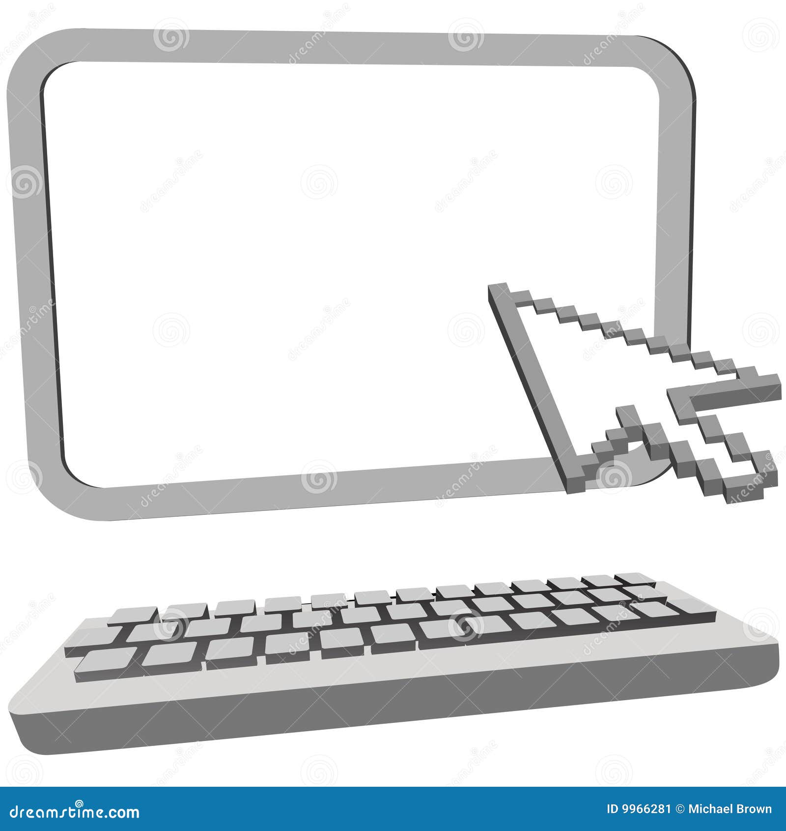Arrow Cursor Click on 3D Computer Monitor Keyboard Stock Vector ...