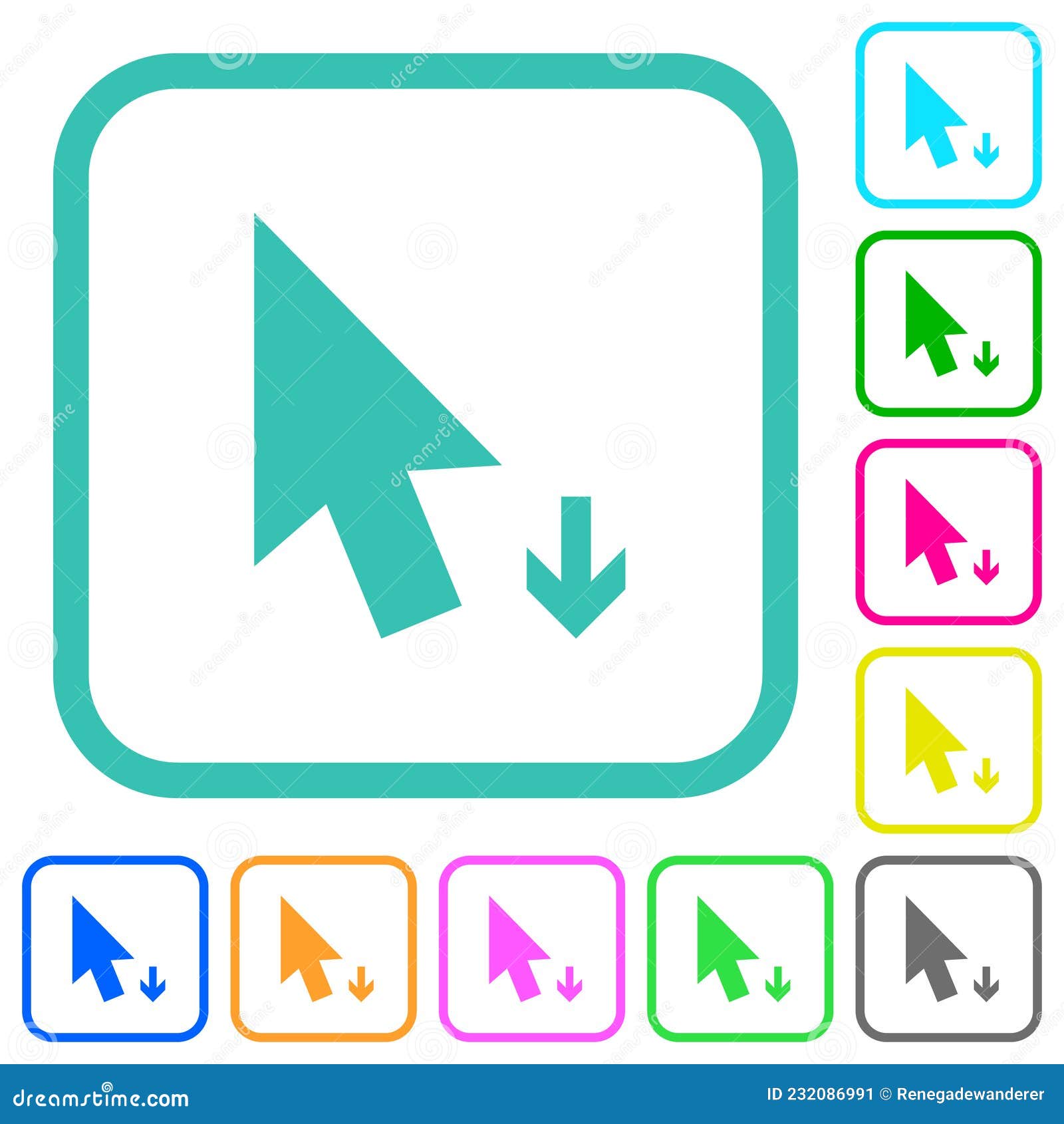 Arrow Cursor Down Solid Vivid Colored Flat Icons Stock Vector ...