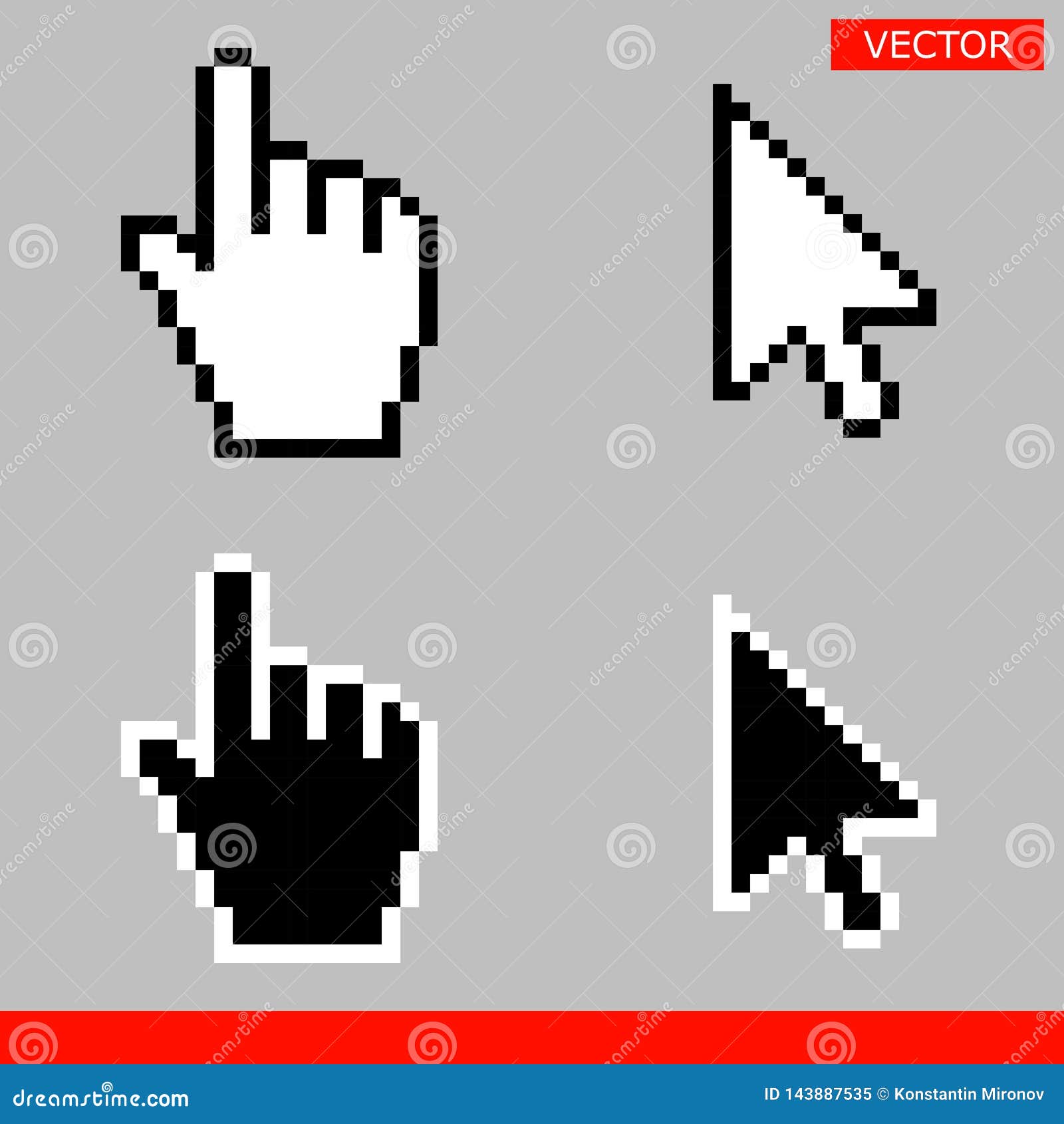 Arrow Cursor and Hand Cursor Icons Stock Vector - Illustration of ...