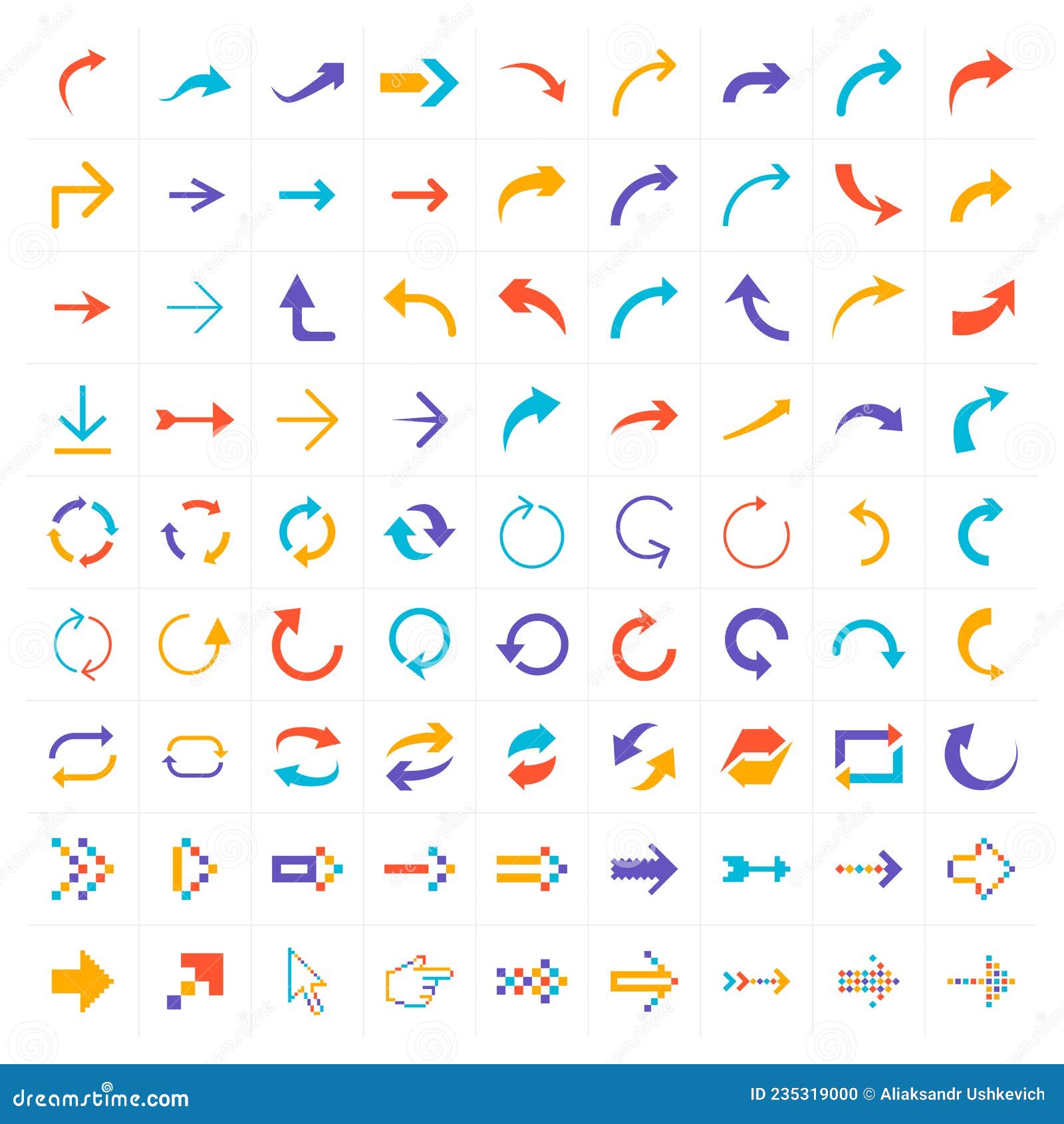Arrow and cursor icons stock vector. Illustration of collection - 235319000