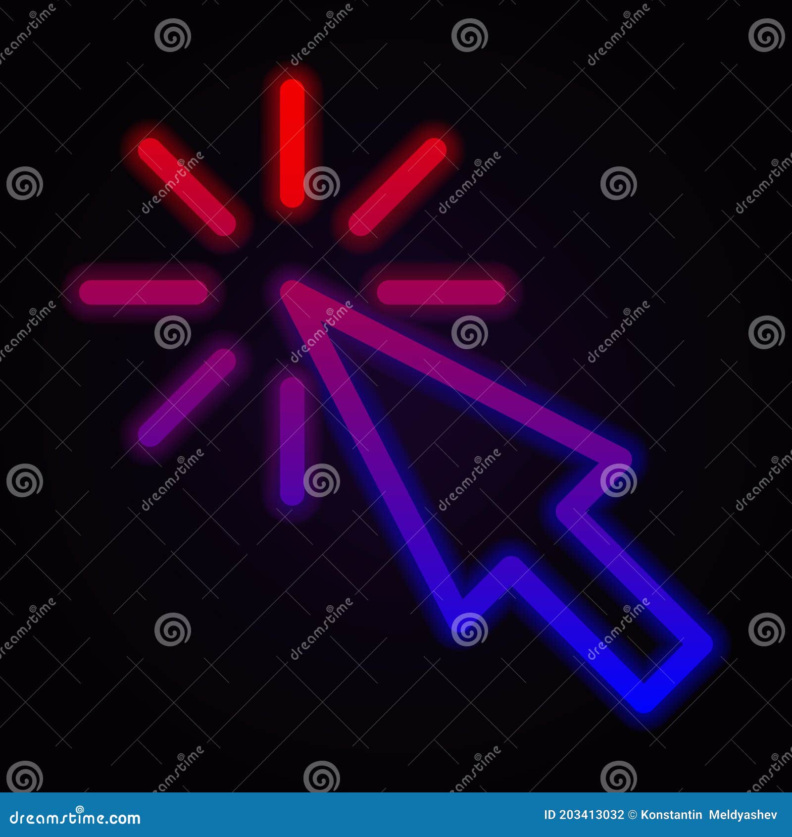 Arrow, Cursor Neon Icon on Dark Background Stock Illustration ...
