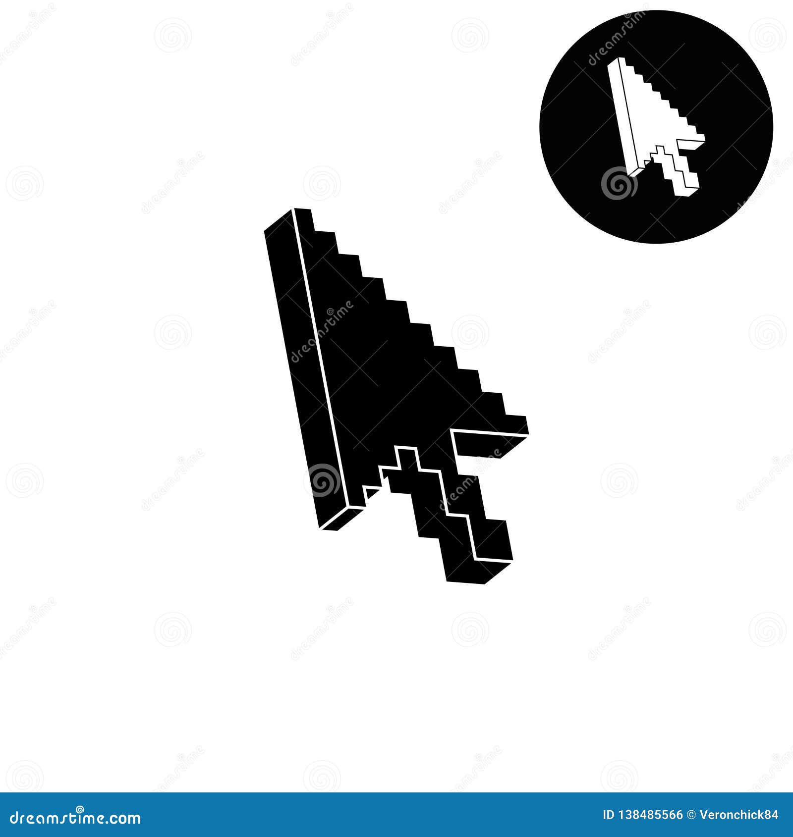 Arrow Cursor - White Vector Icon Stock Vector - Illustration of pixel ...
