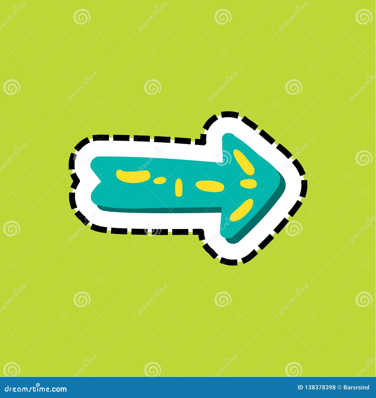 Arrow Dash Line Flat Color Vector Sticker Stock Illustration ...
