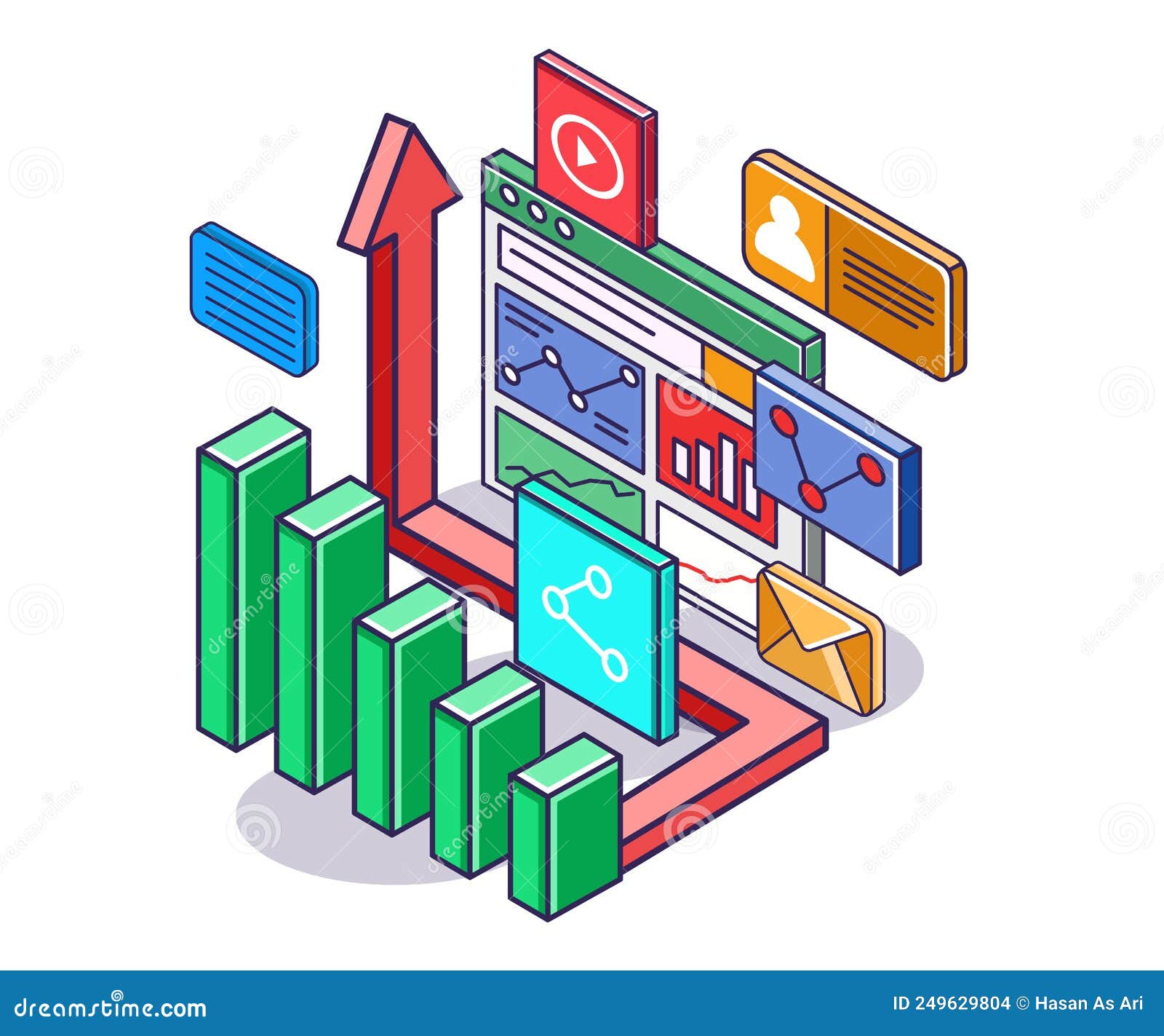 Arrow Data Analysis with Business Monitor Stock Illustration ...
