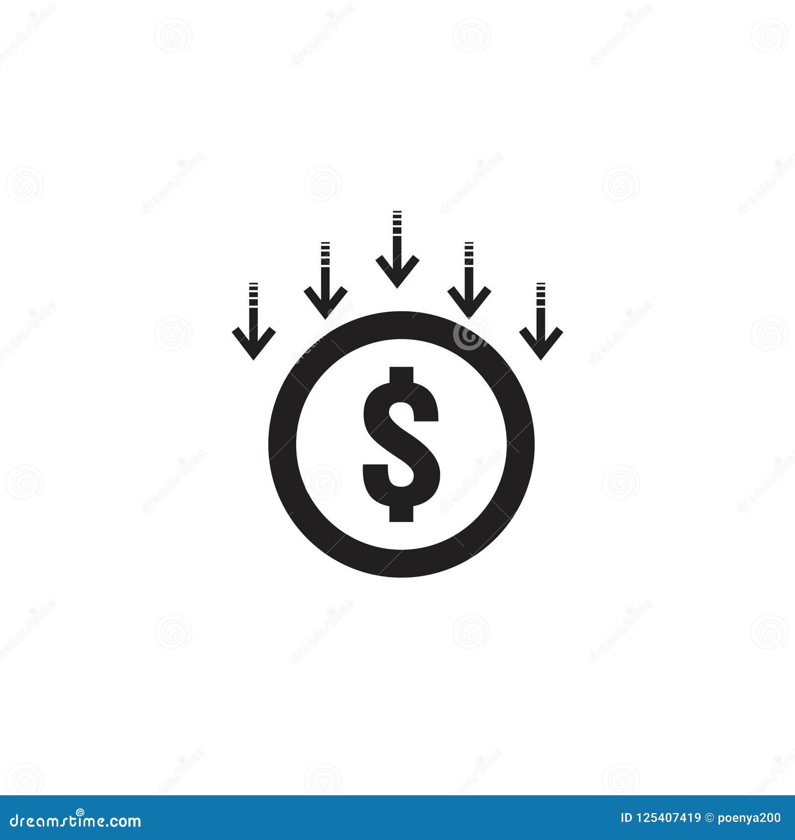 Arrow Decrease Icon. Dollar Money Fall Down Symbol. Economy Stretching ...