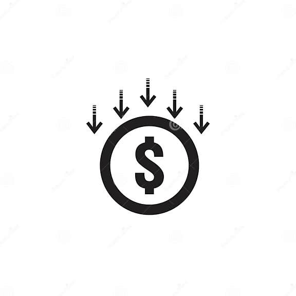 Arrow Decrease Icon. Dollar Money Fall Down Symbol. Economy Stretching ...