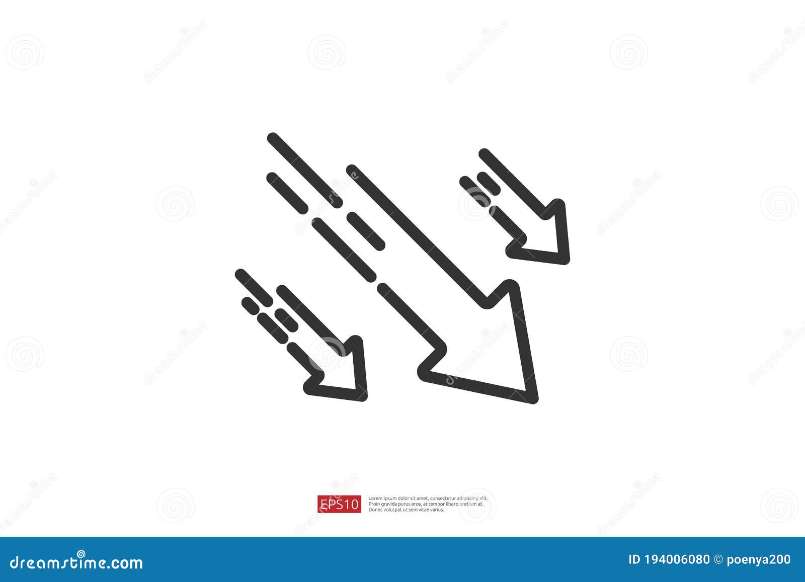 Arrow Decrease Icon Symbol. Economy Stretching Rising Drop Fall Down ...