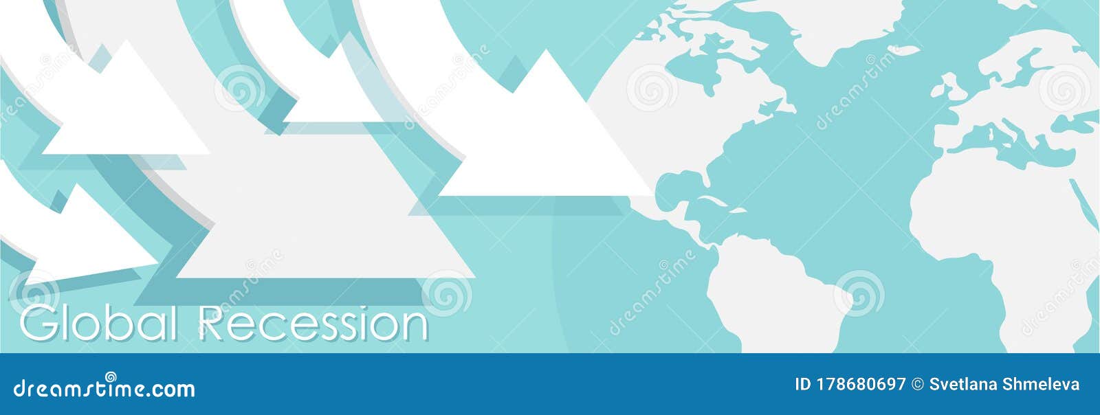 Arrow Decrease Symbol on World Map. Global Recession Vector ...