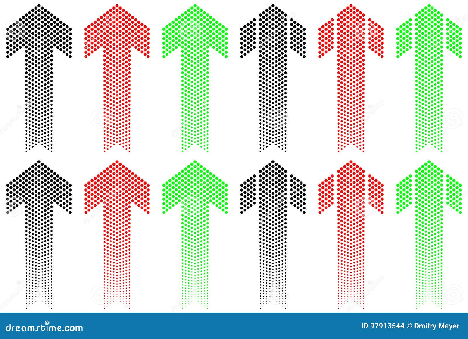 Arrow of decreasing dots stock vector. Illustration of motion - 97913544