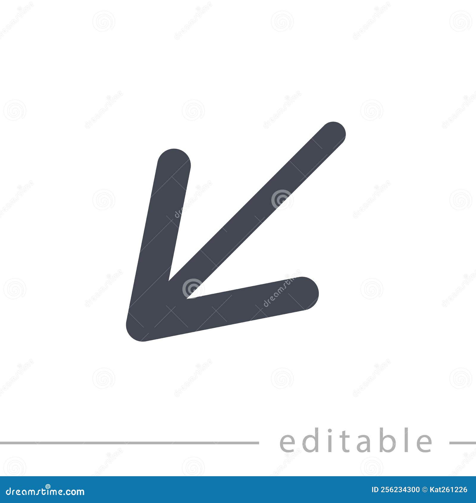 Arrow Diagonally To the Lower Left Corner, Line Editable Icon Stock ...