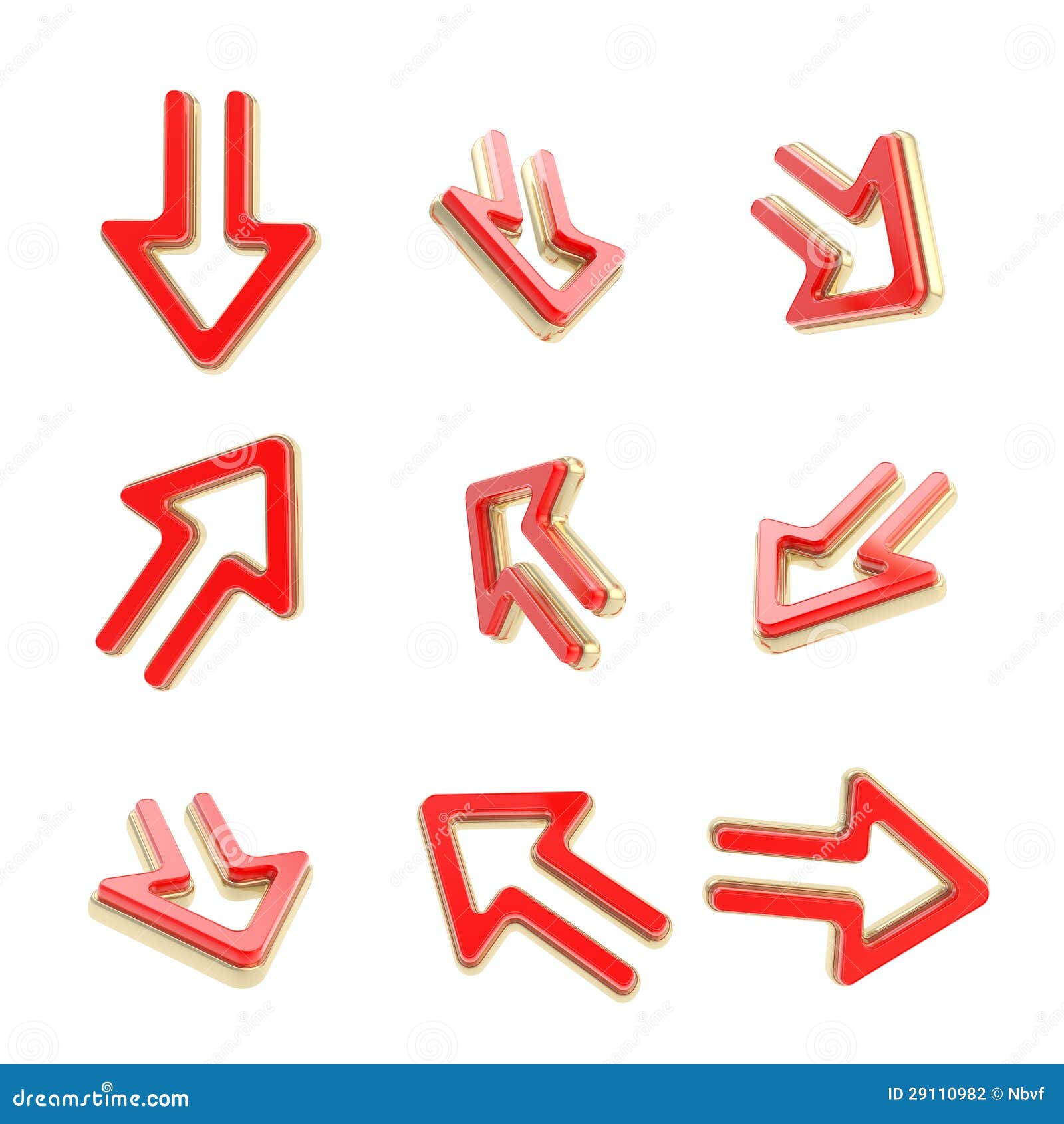 Arrow Dimensional Icons, Set Of Nine Positions Royalty-Free Stock ...