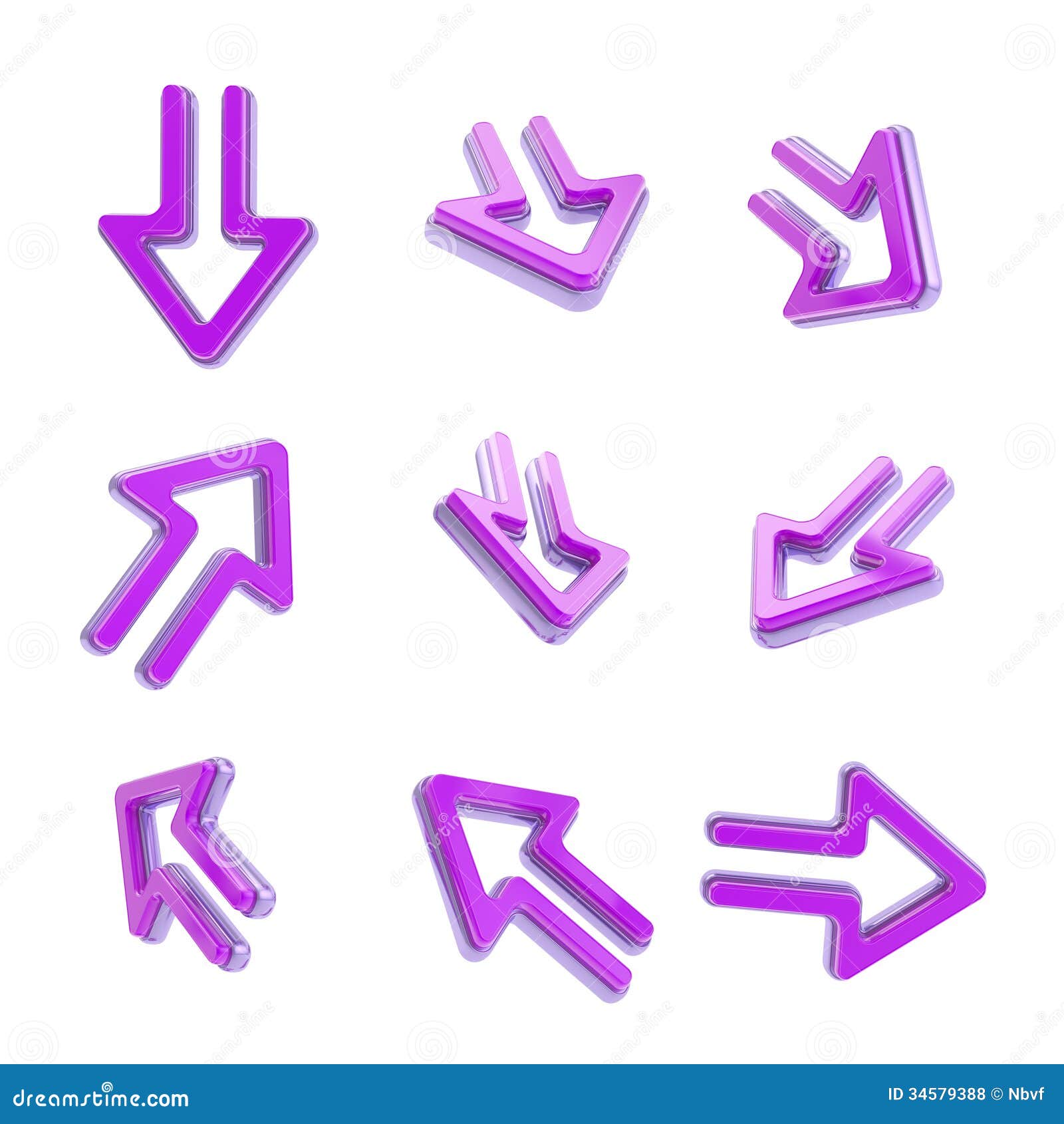 Arrow Dimensional Icons, Set of Nine Positions Stock Illustration ...