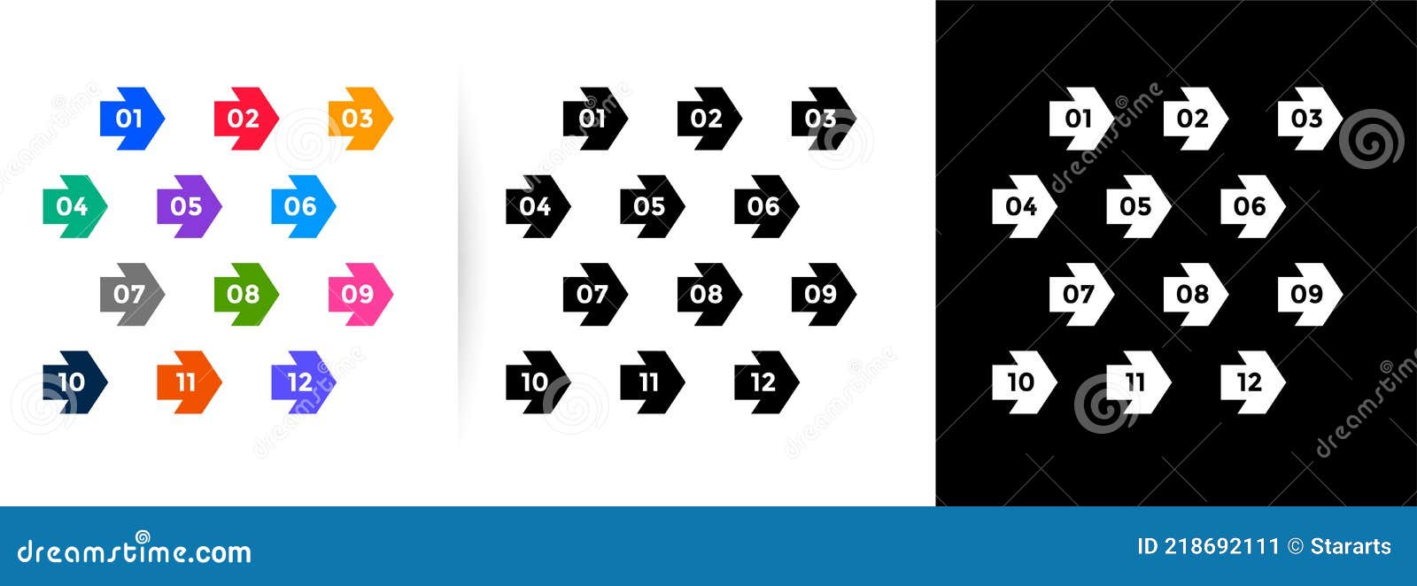 Arrow Direction Bullet Points Numbers Set Stock Vector - Illustration ...