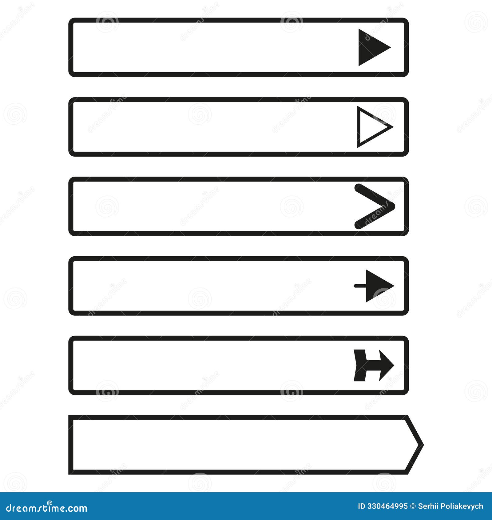 Arrow Direction Icons. Six Black Designs. Simple Rectangular Shapes ...